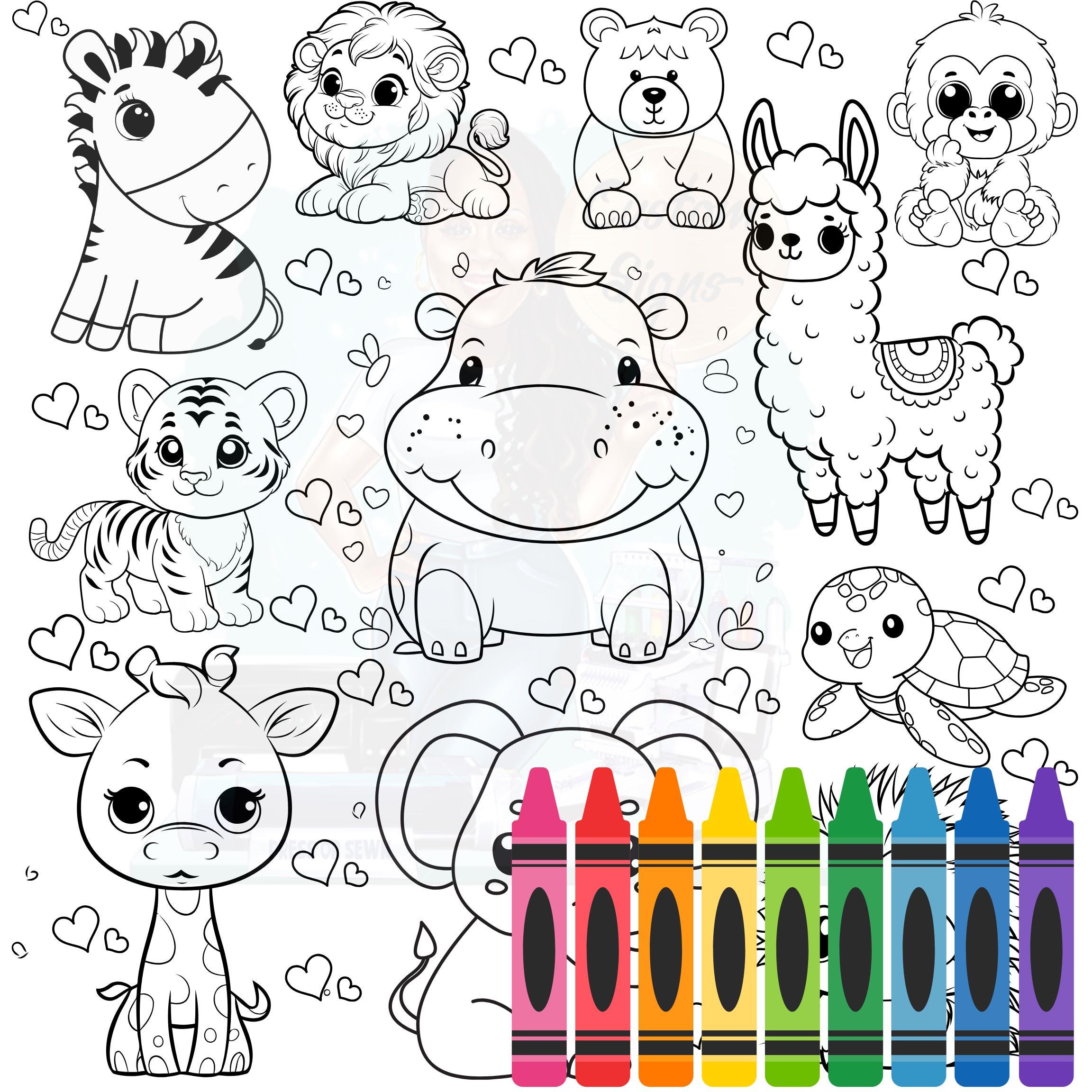 Baby Animals Coloring Page Large 24x24 Printable Coloring Sheet for ...