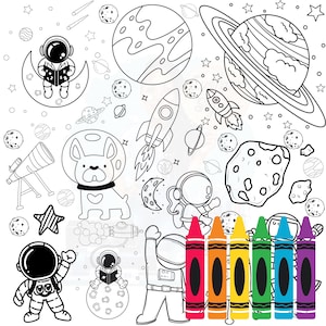 Space Adventure Coloring Page | 24x24 Large Astronaut and Planet ...