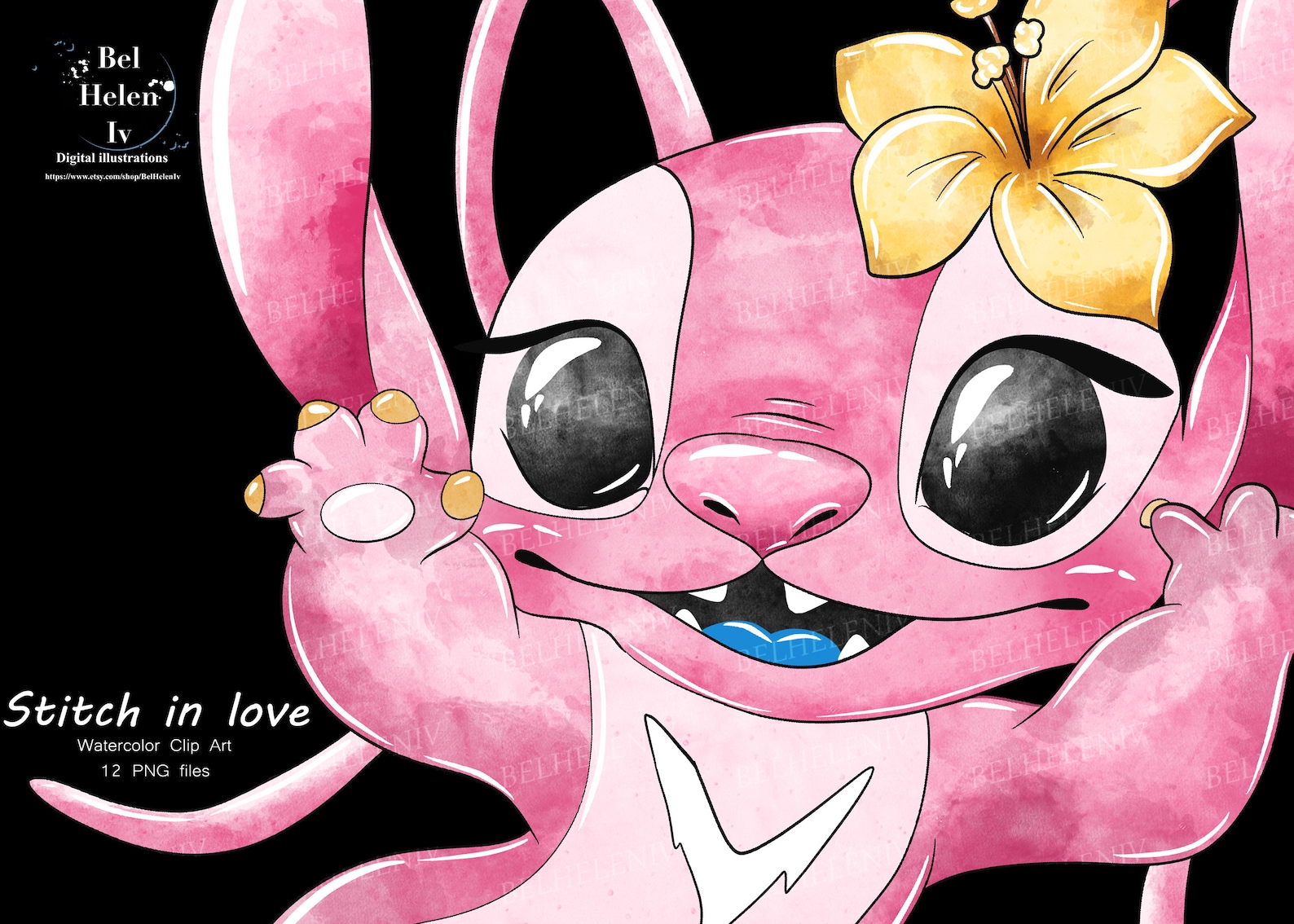 Clip art de Сute Stitch clip art de acuarela stitch chica de | Etsy