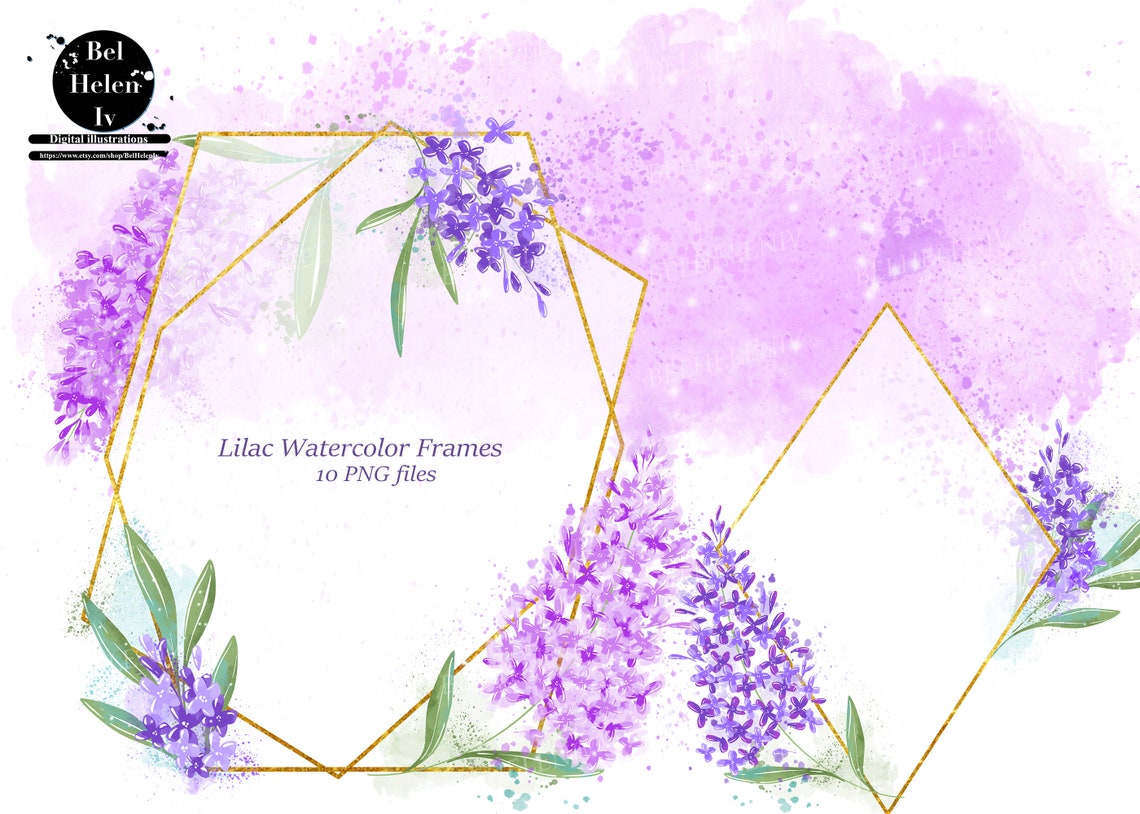 Marcos de acuarela lila imágenes prediseñadas florales boda | Etsy