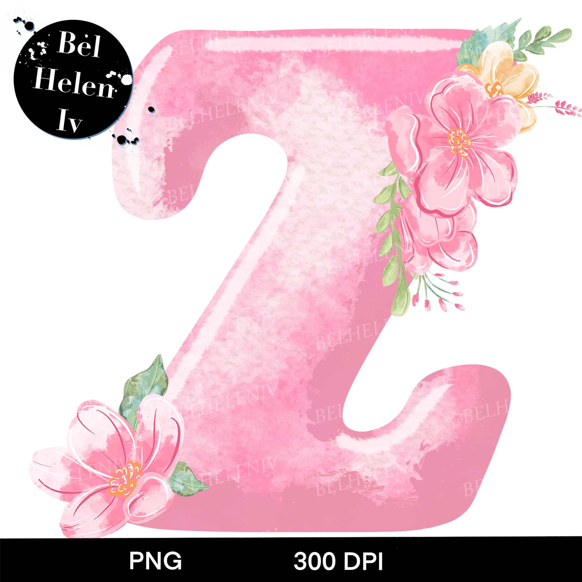 Pink flower alphabet clipart alphabet watercolor baby art | Etsy