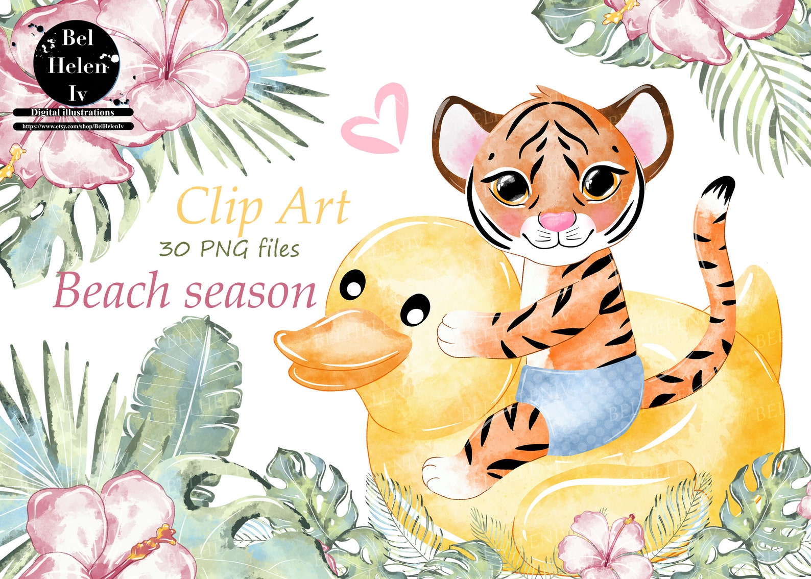 Animals on the beach Beach season animals bathing cute | Etsy