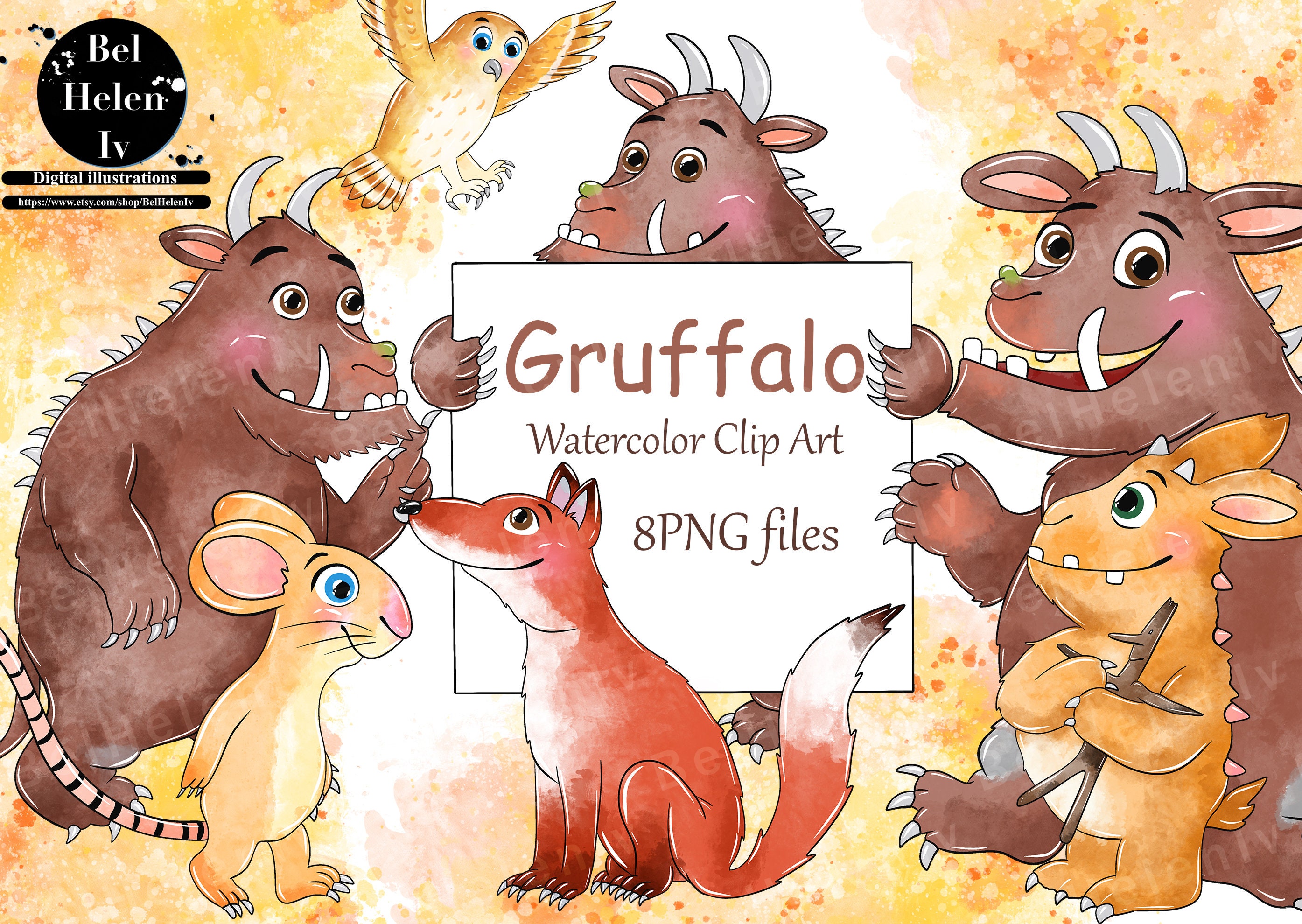 Gruffalo Clip Art Gruffalo Watercolor Clipart Gruffalo PNG | Etsy UK