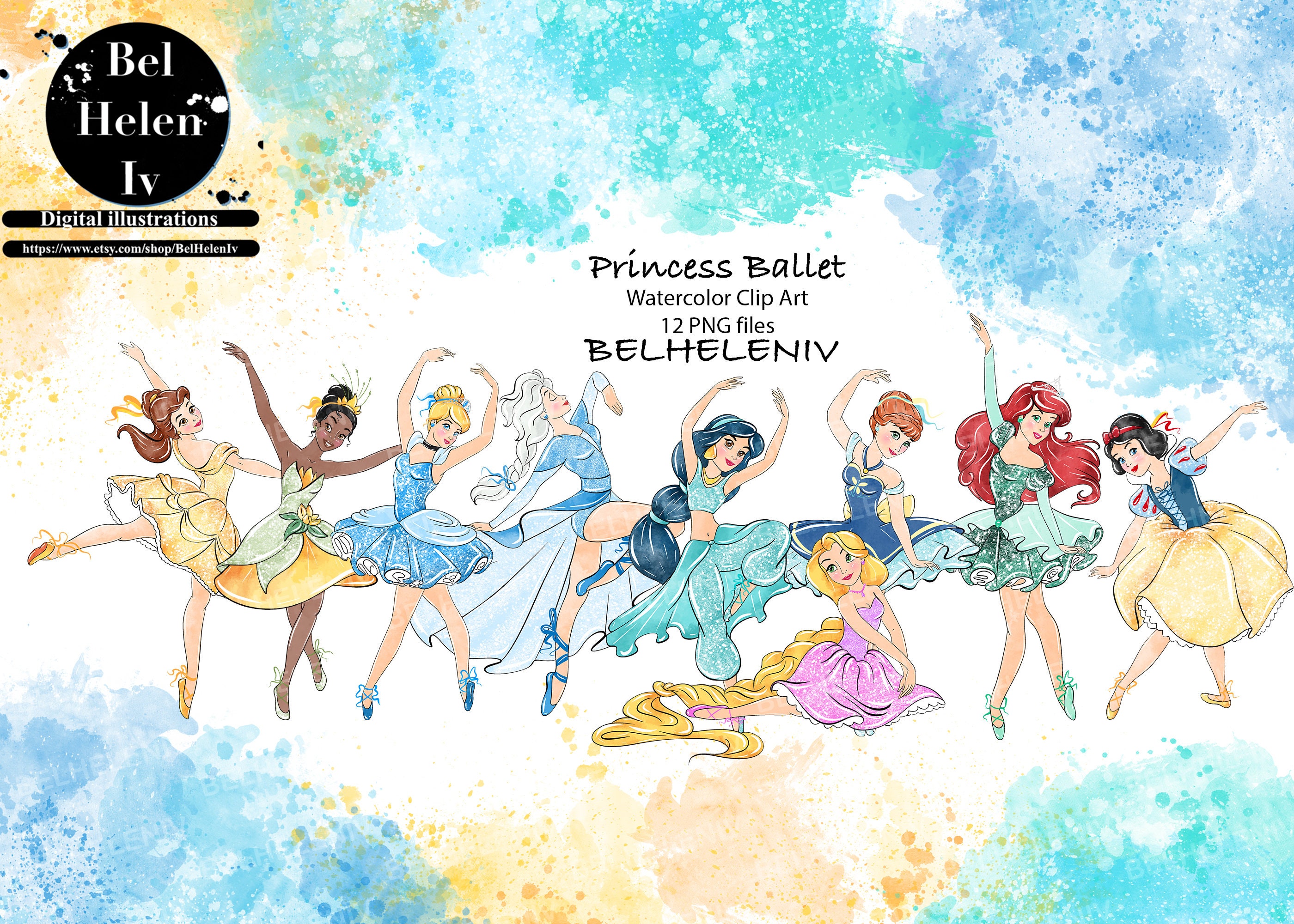 Elsa Frozen Inspired Clipart Princess Ballet Elsa Ballerina | Etsy UK