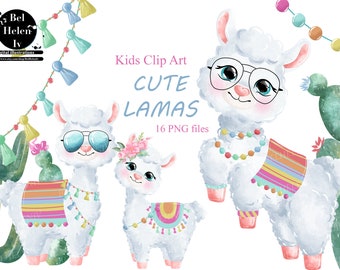 Cute Llama Clipart | Etsy