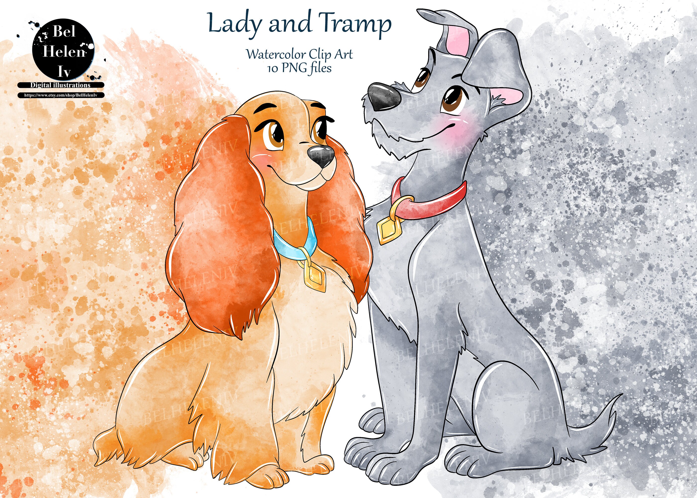 Prints Digital Prints Lady & The Tramp Png Sublimation Download Lady ...