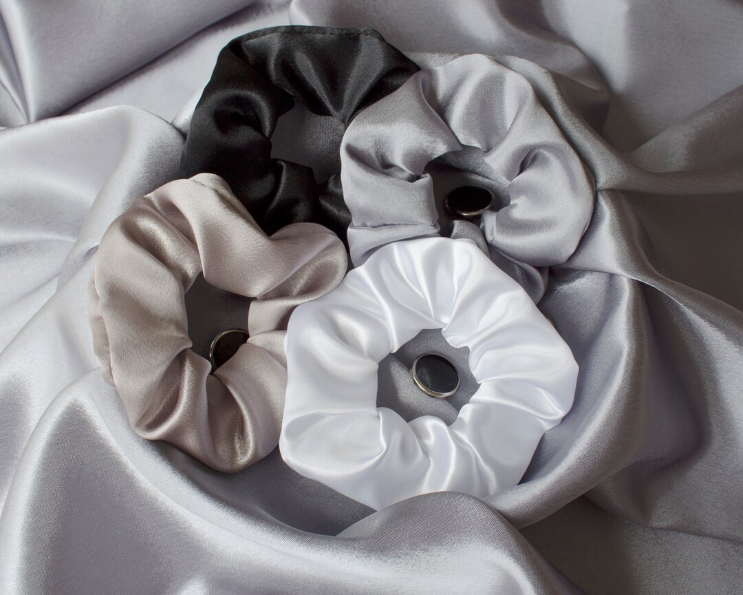 Set Scrunchie, Jumbo satin scrunchie, Black scrunchie, Silk scrunchies, Satin hair wrap ...
