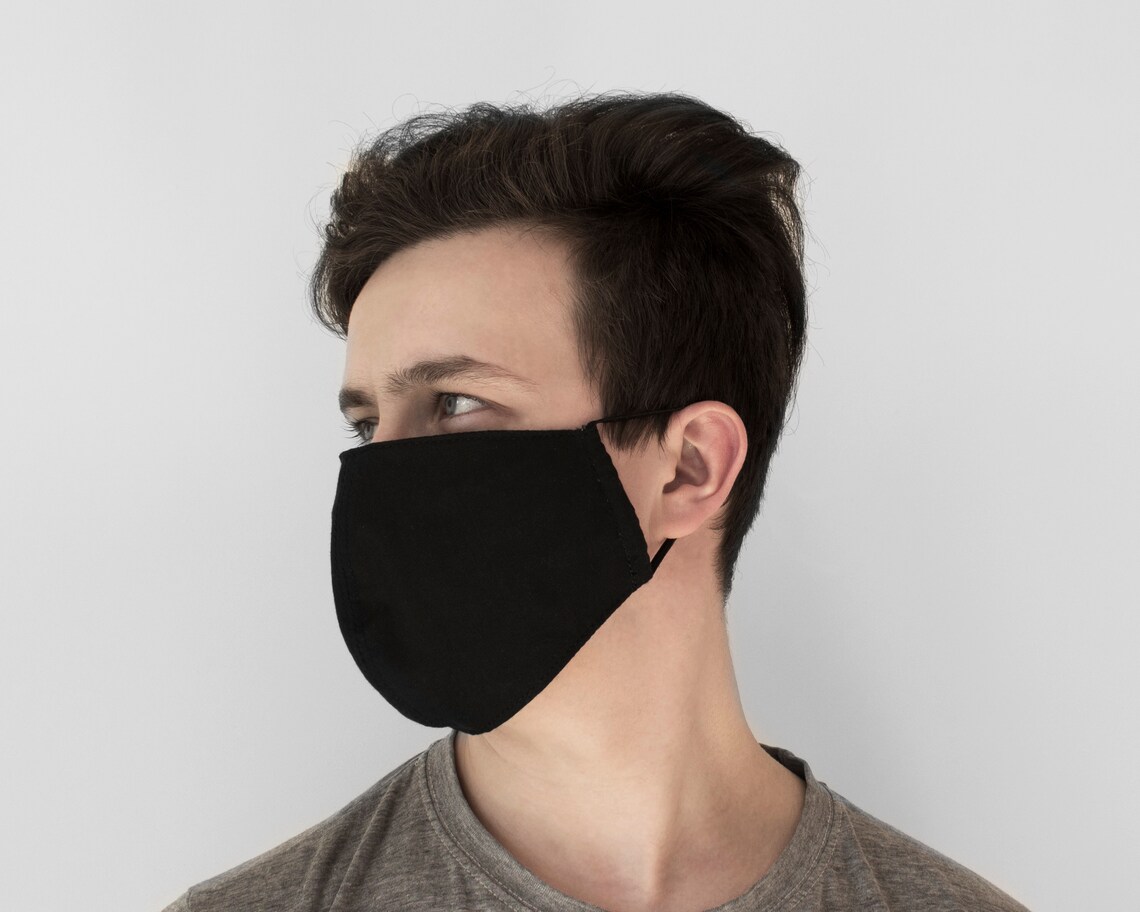 Black Face Mask Washable Mask 100% Cotton Face Mask | Etsy