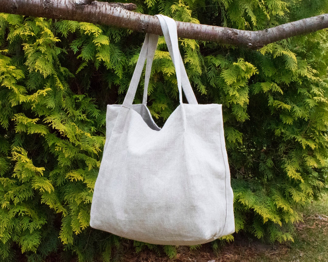 Linen Market Bag: Eco-friendly Reusable Tote With Pockets, No Extra ...