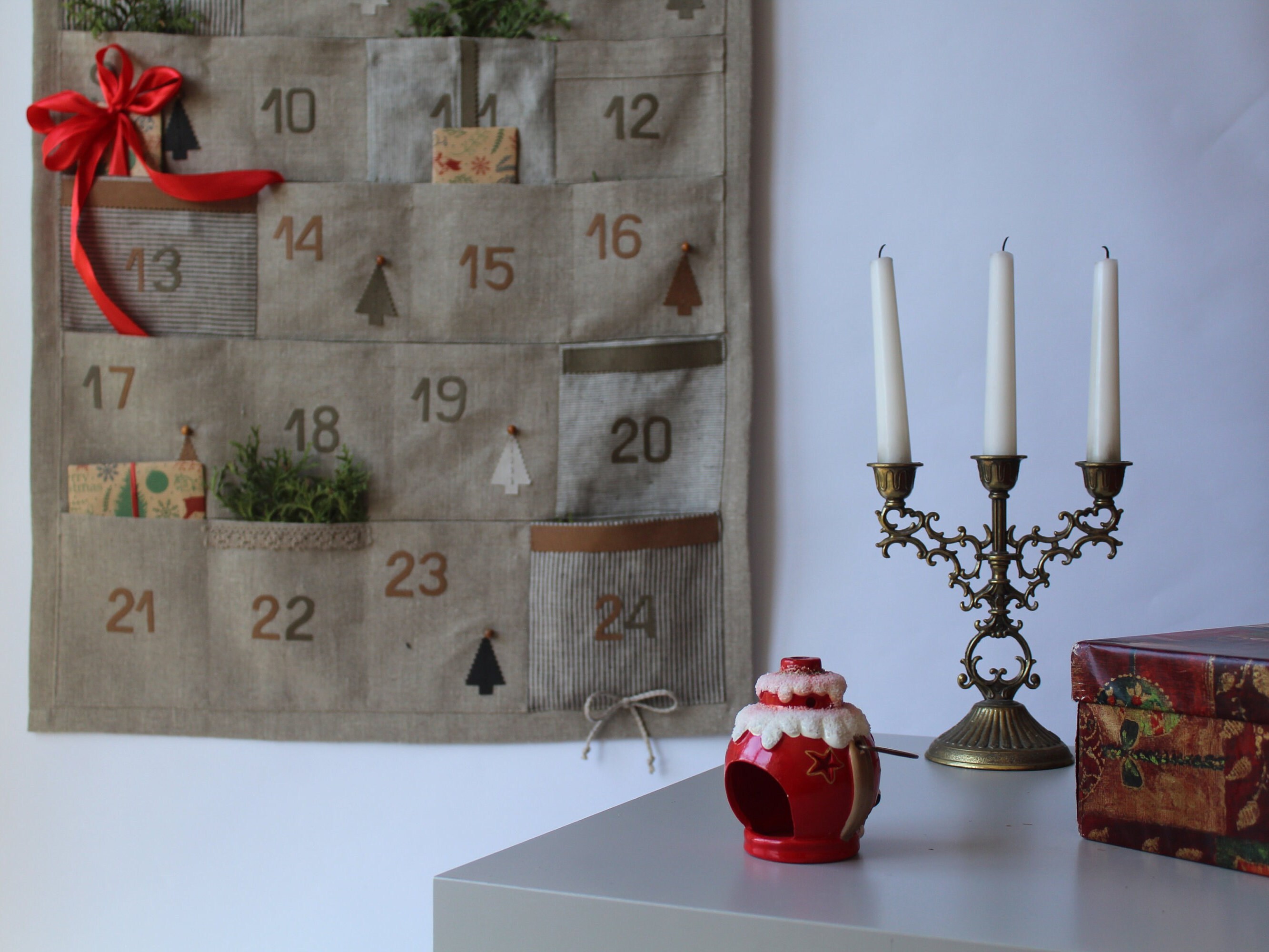 Linen Advent Calendar With Pockets: Personalized Christmas Countdown - Etsy