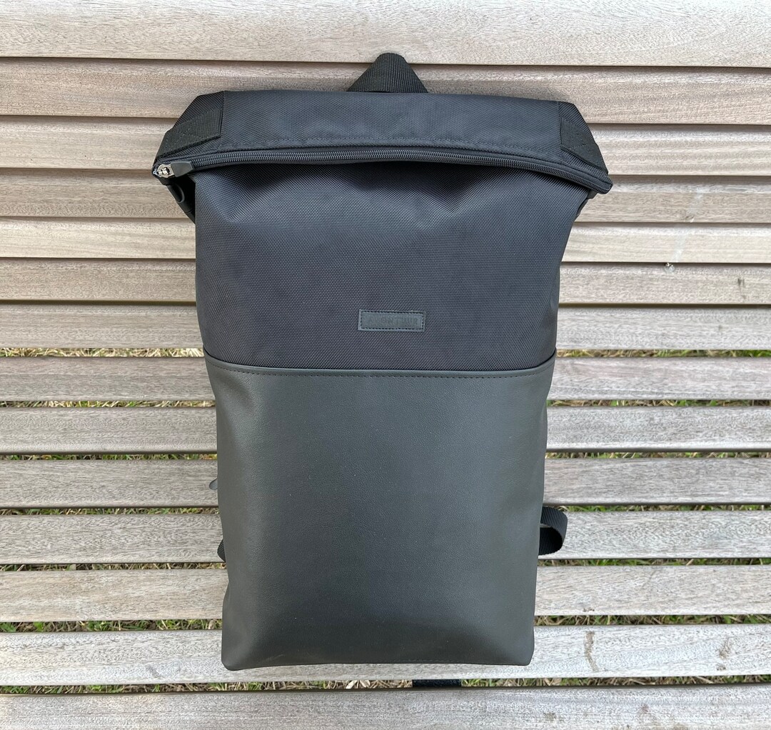 Waterproof Backpack,minimalist Backpack,roll Top Backpack,vegan Leather ...