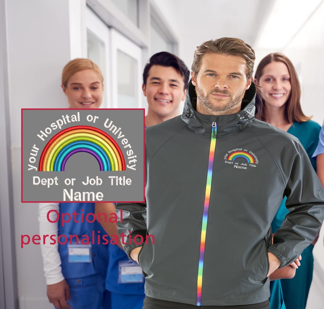 NHS Rainbow Waterproof Jacket, Recycled Prism PU, Personalised ...