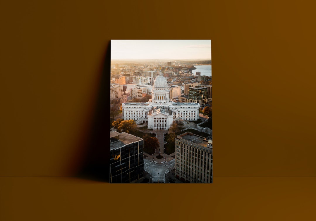 Downtown Madison Skyline and Wisconsin Capitol During Sunset in Madison ...