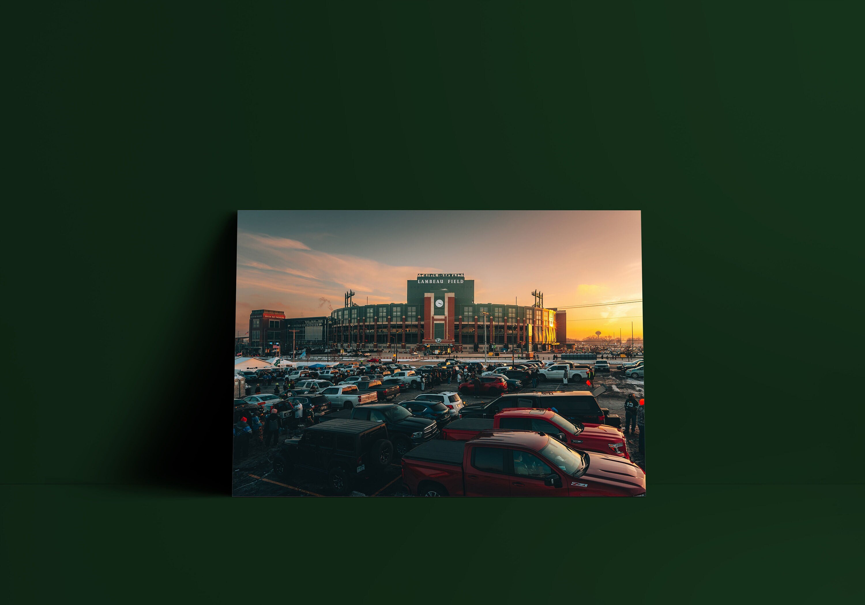 Tailgating at Lambeau Field at Sunset (horizontal) - Green Bay Packers ...