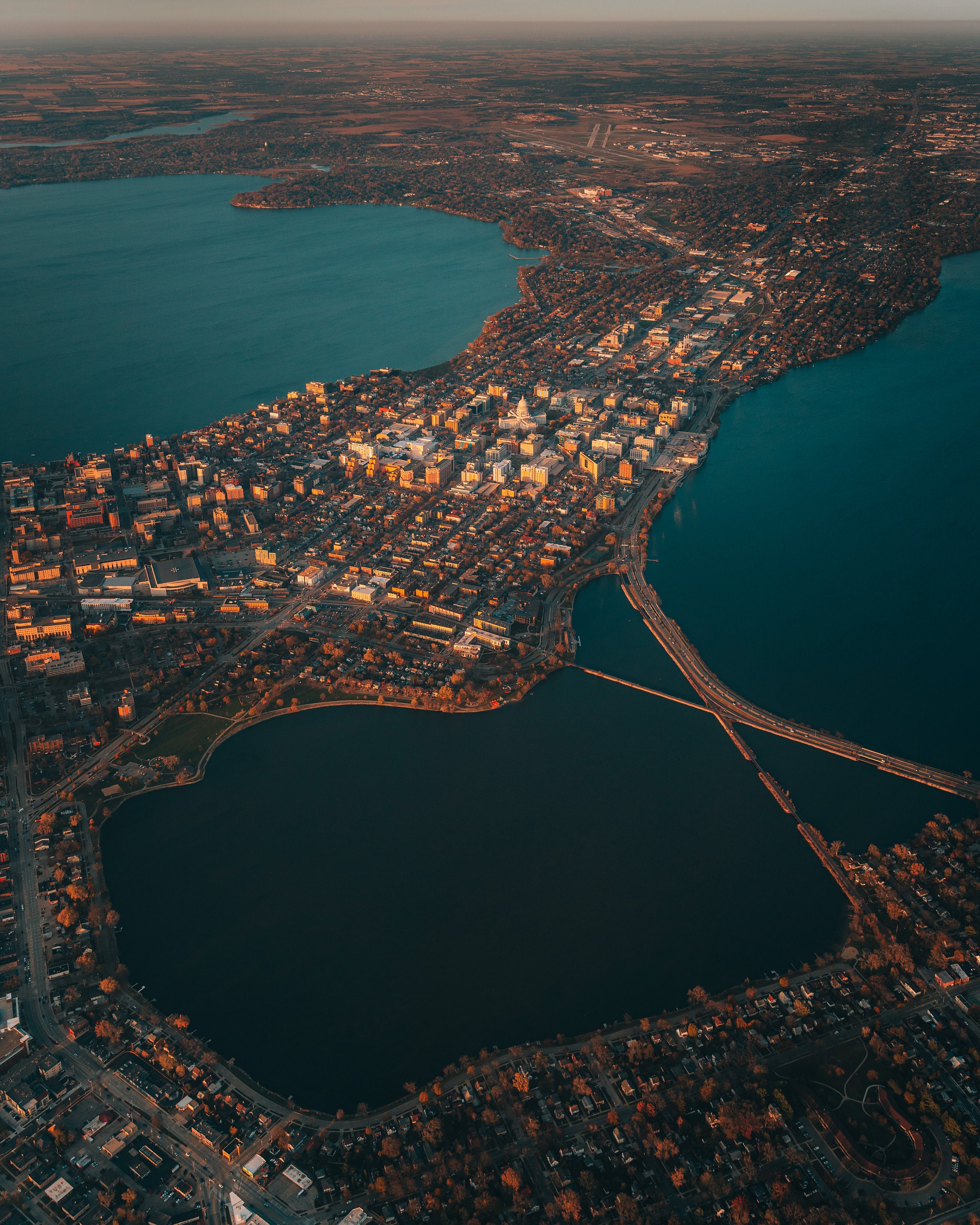 Lake Mendota, Lake Monona, and the Isthmus of Madison, WI - Samuel Li ...