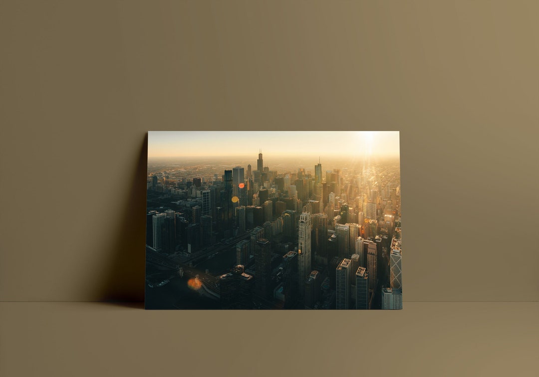 Downtown Chicago Skyline at Sunset (HORIZONTAL) - Chicago, IL Poster - Etsy