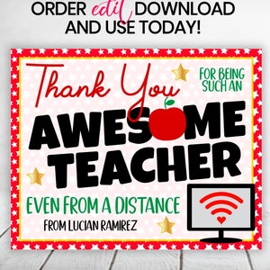 PRINTABLE Teacher Appreciation Thank You Gift Tag | Virtual School PTA ...