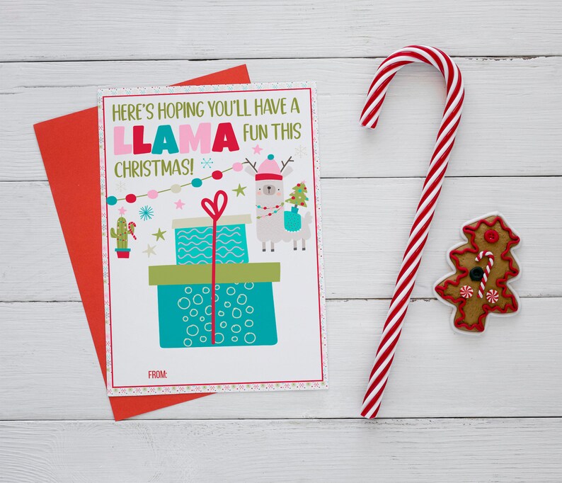 PRINTABLE Llama Fun Wishes Printable Christmas Gift Card Holder Box Tag ...