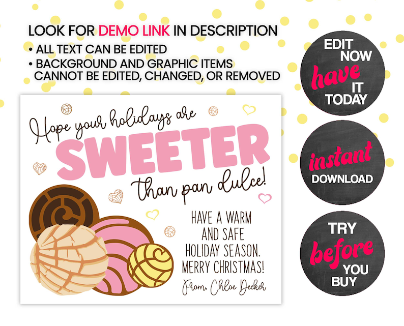 PRINTABLE Christmas Gift Tag Sweeter Than Pan Dulce | Family Friend ...