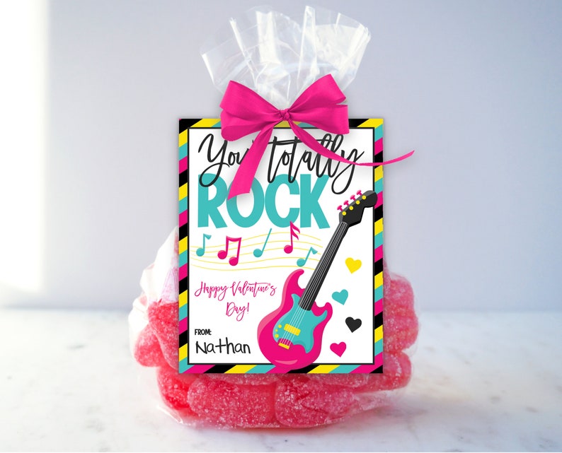 PRINTABLE Kid's Classroom Valentines Cards | You Rock Guitar Digital ...