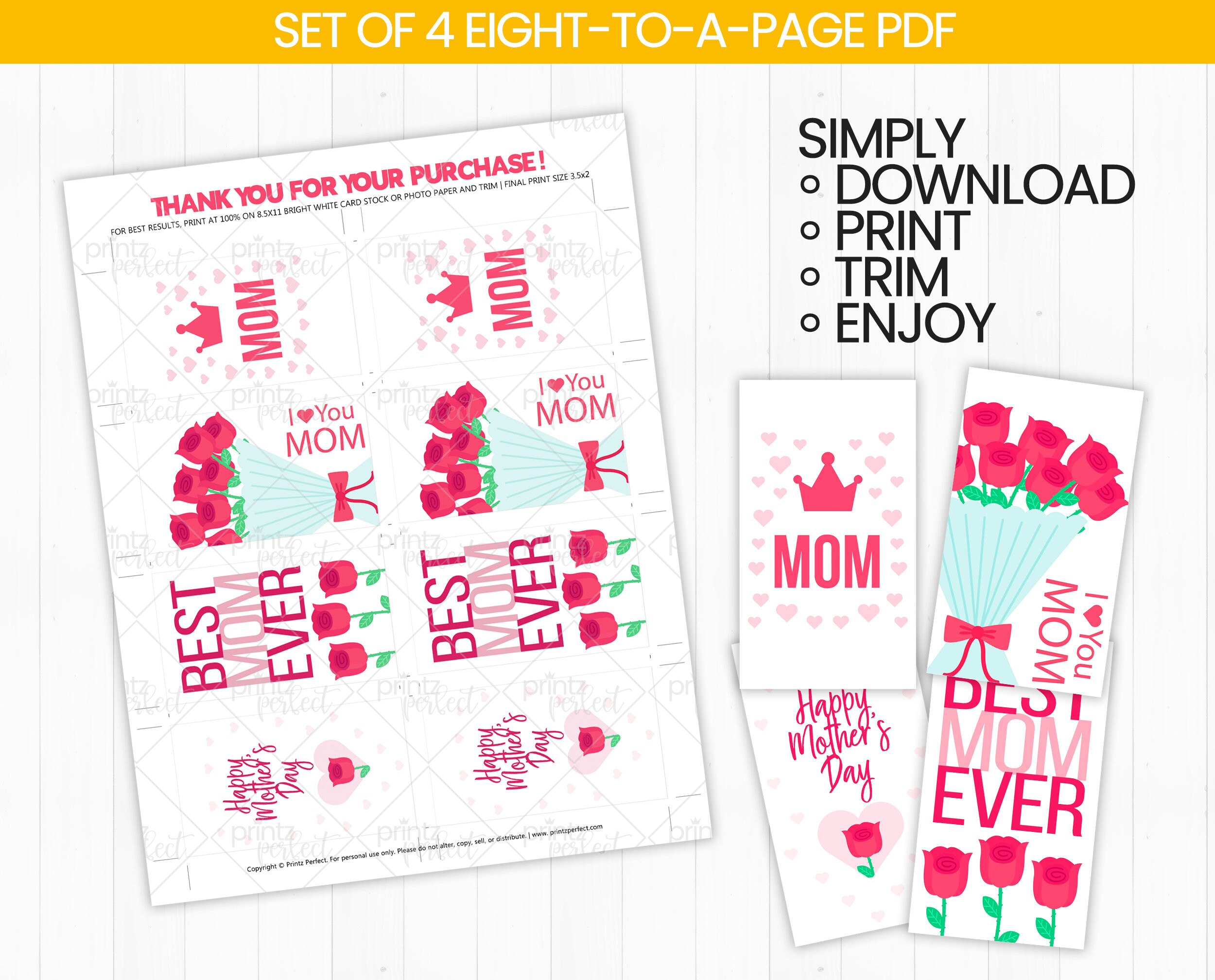 PRINTABLE Mother's Day Gift Tag Card | Set of 4 | Gift Tag for Mom ...