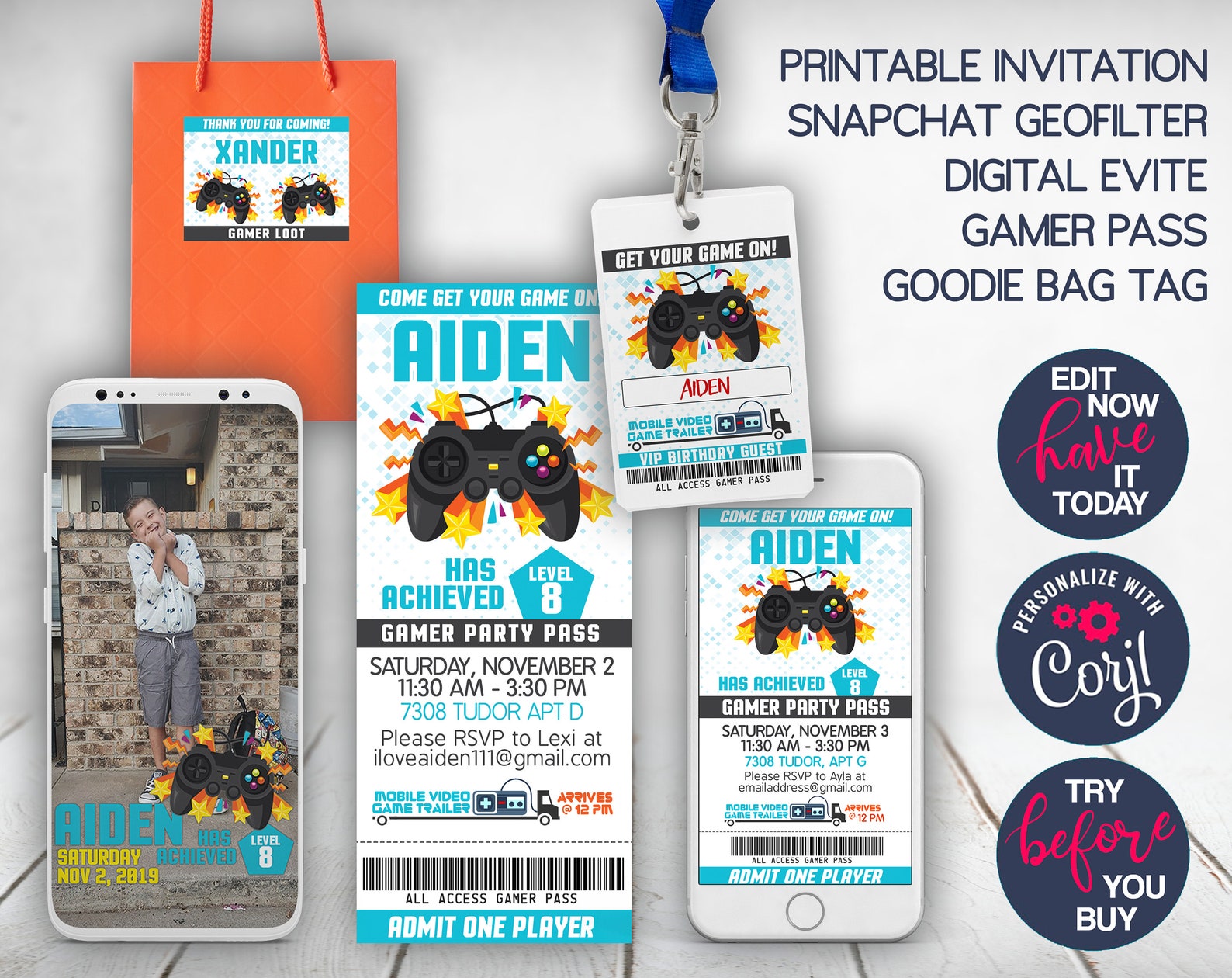 Video Game Truck Party Pack | Invitation | Snapchat Geofilter | Evite ...