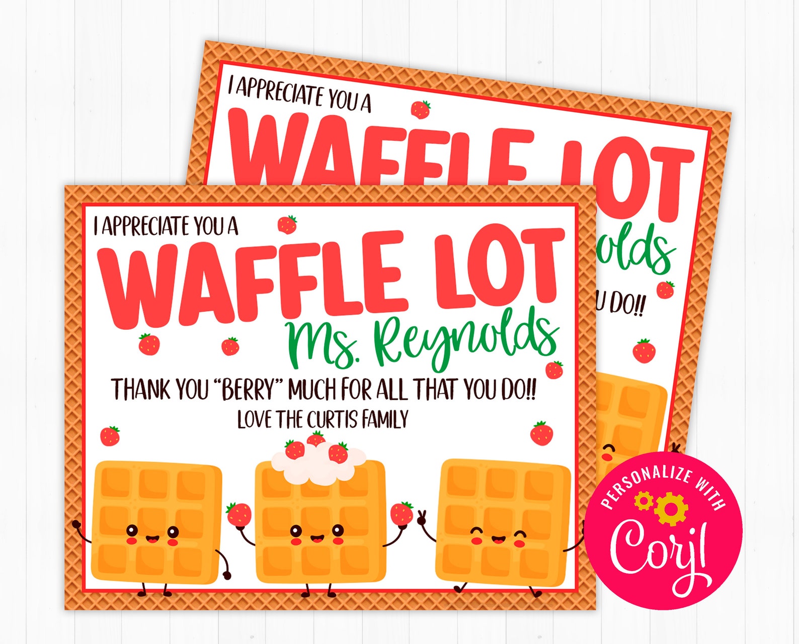 A Waffle Lot Teacher Thank You Appreciation Gift Tag | Virtual School ...