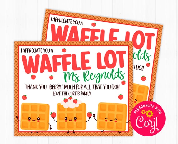 A Waffle Lot Teacher Thank You Appreciation Gift Tag Virtual - Etsy
