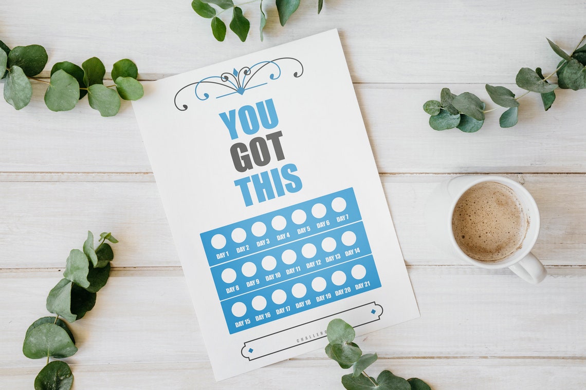 Printable Goal/challenge Tracker 21 Day and 30 Day You Got This Bullet ...