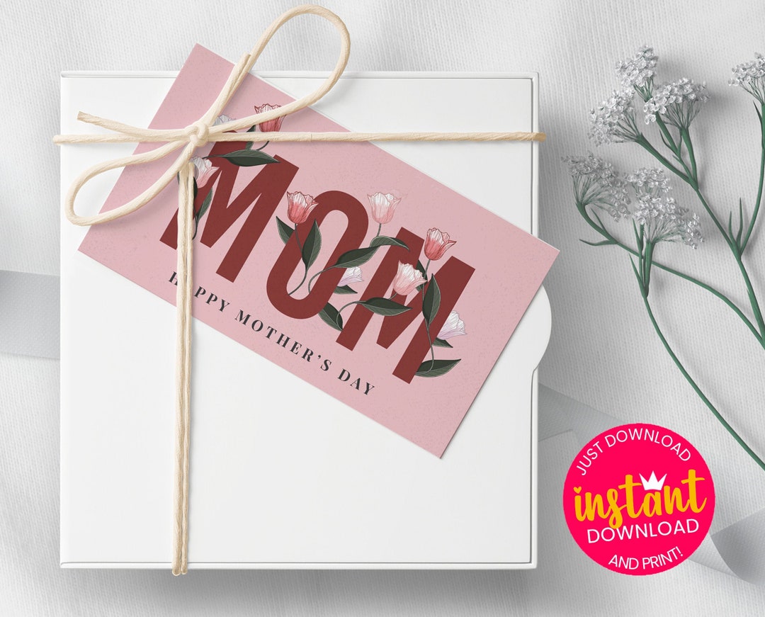 PRINTABLE Mother's Day Gift Tag Card | Gift Tag for Mom | Pink Roses ...