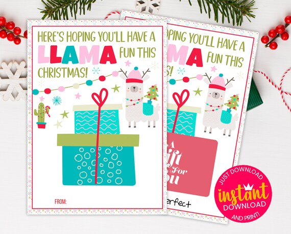 PRINTABLE Llama Fun Wishes Printable Christmas Gift Card | Etsy