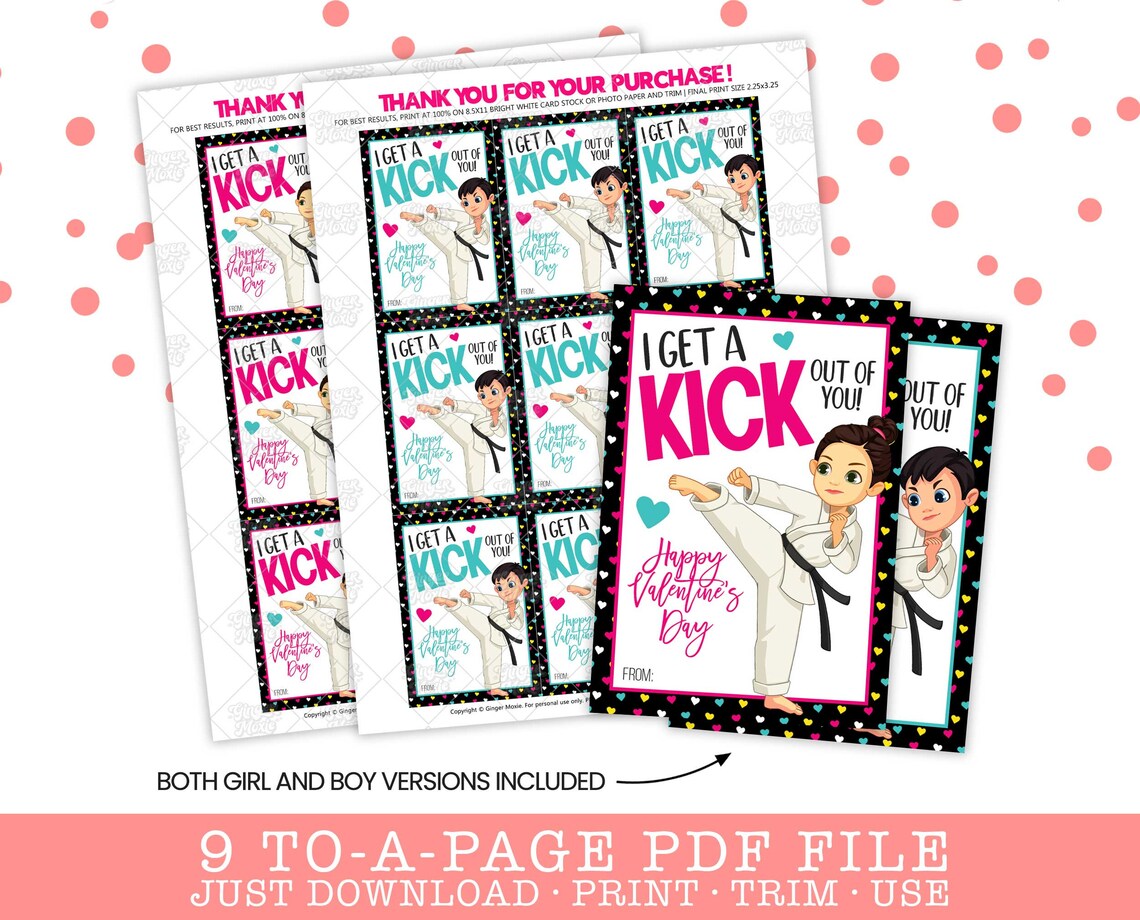 PRINTABLE Classroom Karate Taekwondo Jiujitsu Gift Tag Card | Birthday ...
