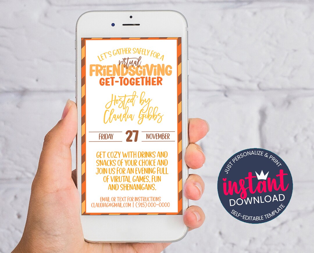 Virtual Friendsgiving Holiday Party Toast Digital Invitation - Etsy