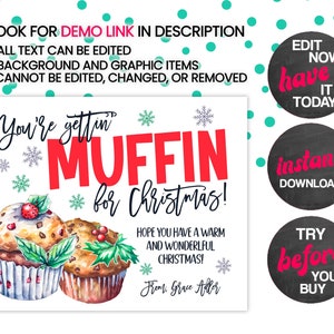 PRINTABLE Muffin for Christmas Holiday Editable Gift Tag | Friend ...