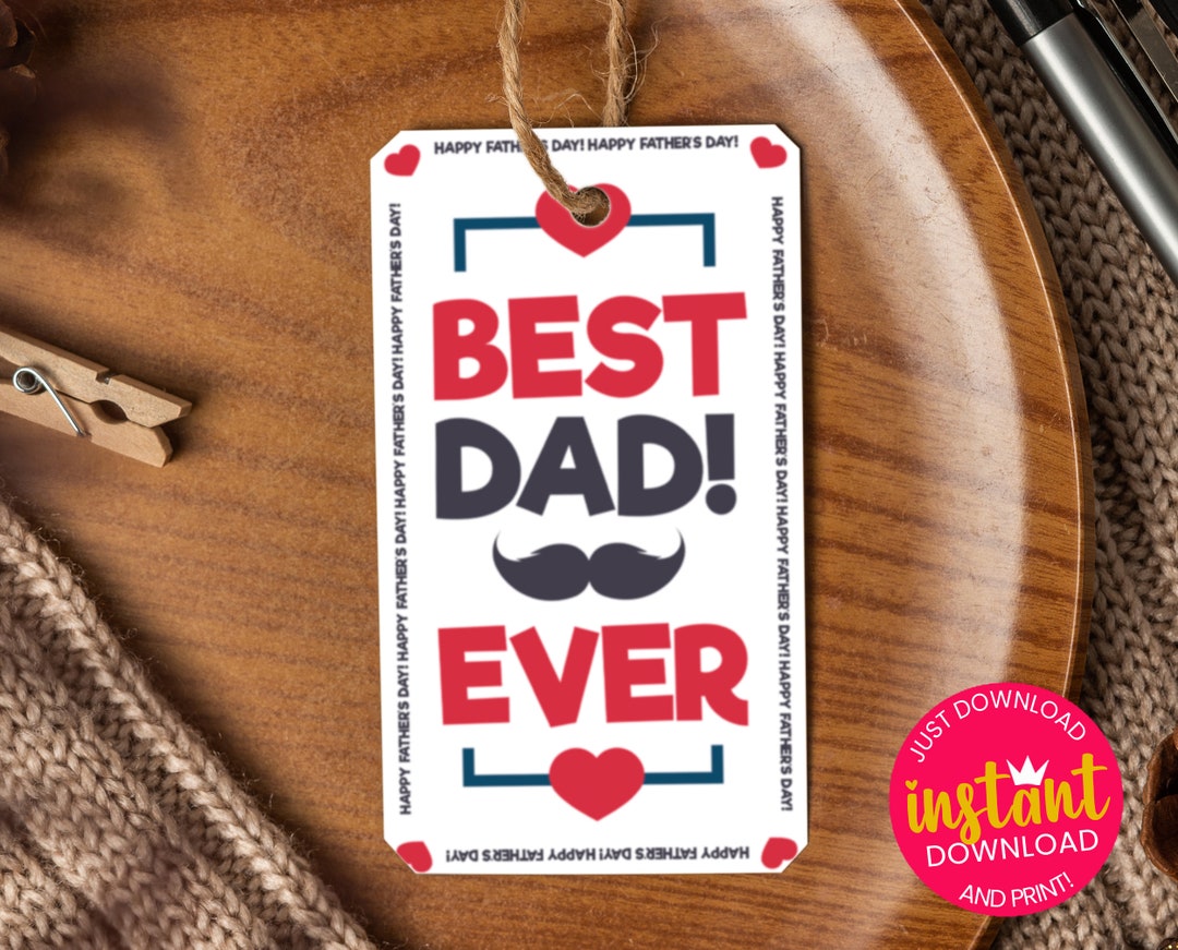 PRINTABLE Father's Day Gift Tag Card | Gift Tag for Dad | Moustache ...