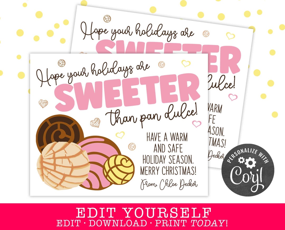 PRINTABLE Christmas Gift Tag Sweeter Than Pan Dulce | Family Friend ...