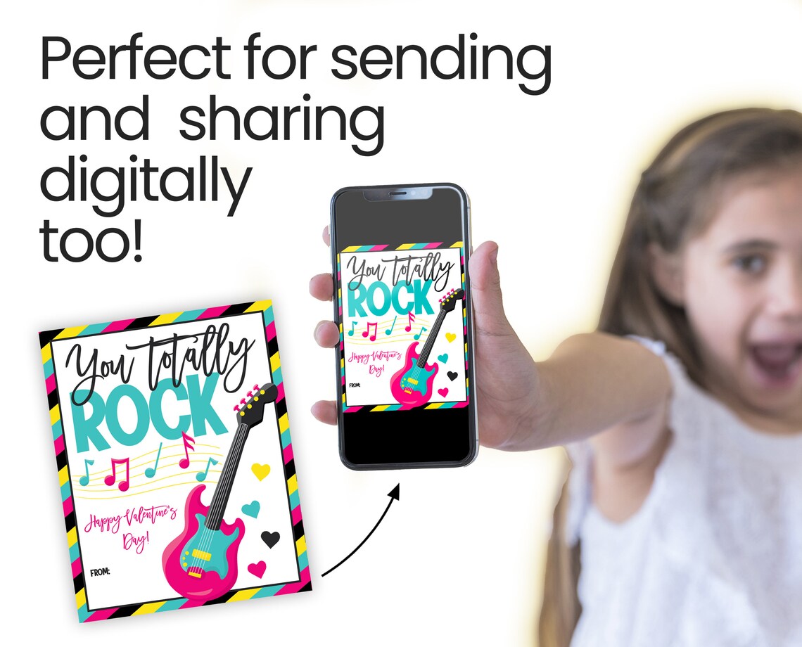 PRINTABLE Kid's Classroom Valentines Cards You Rock | Etsy