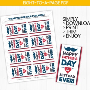 PRINTABLE Father's Day Gift Tag Card | Gift Tag for Dad | Moustache and ...