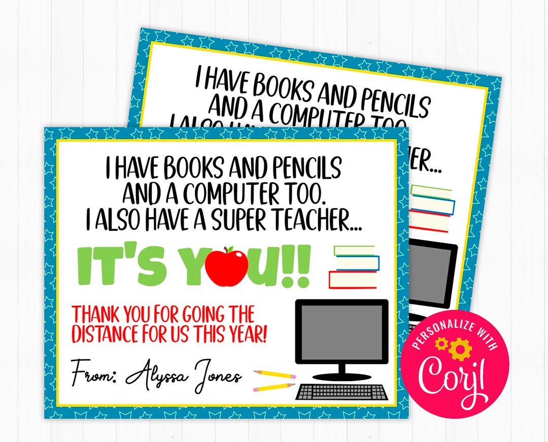 PRINTABLE Teacher Appreciation Thank You Gift Tag | Virtual School PTA ...