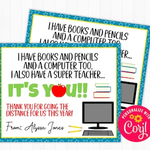 PRINTABLE Teacher Appreciation Thank You Gift Tag | Virtual School PTA ...