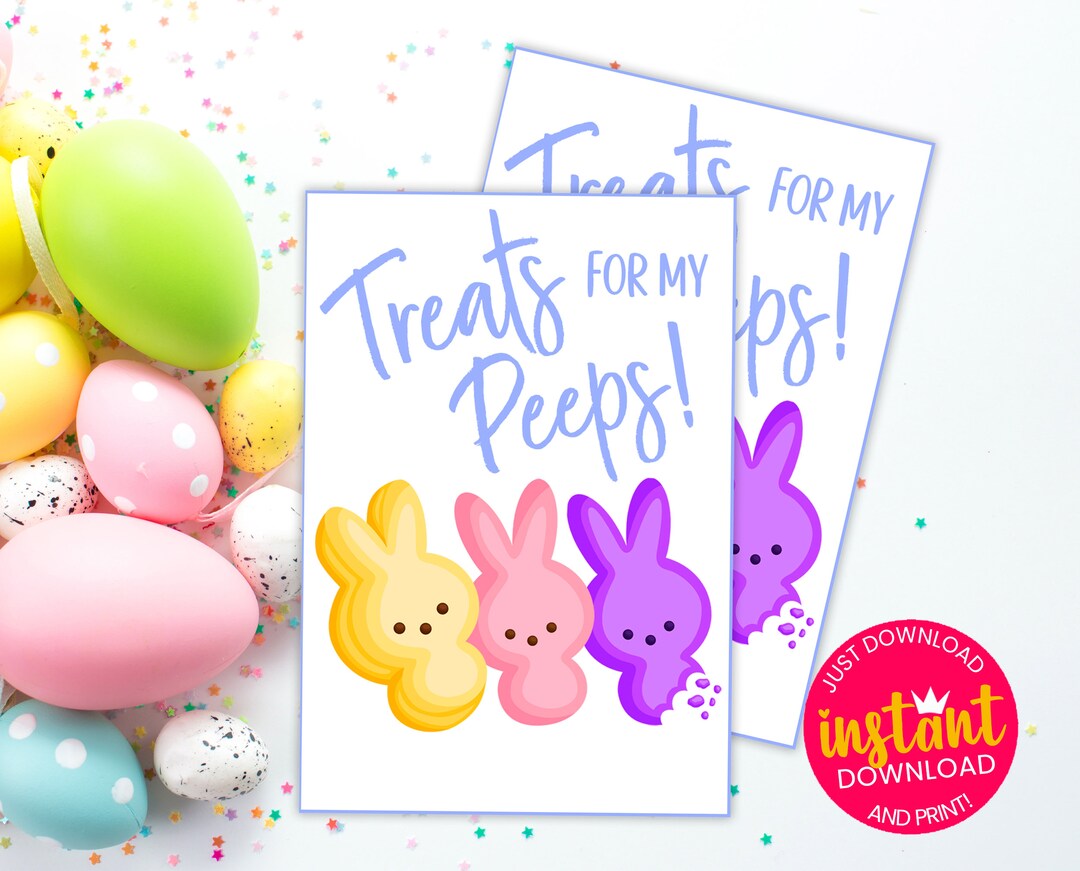 PRINTABLE Treats for My Peeps Easter Basket Gift Tag Card | Kids Family ...