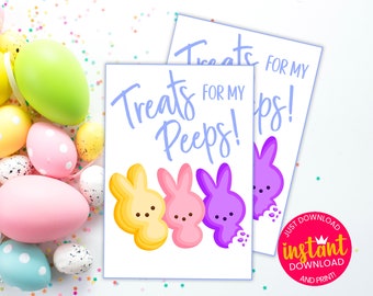 Treats for My Peeps Easter Bunny Favor Gift Tags Printable - Etsy