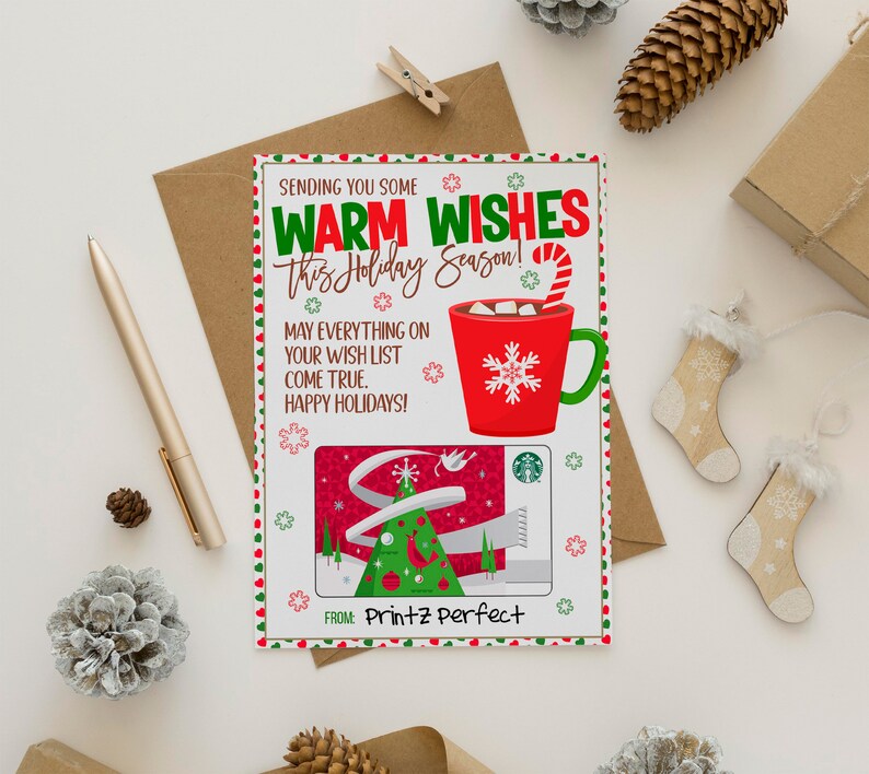 PRINTABLE Sending You Warm Wishes Christmas Gift Card Holder Tag Box ...