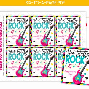 PRINTABLE Kid's Classroom Valentines Cards You Rock | Etsy
