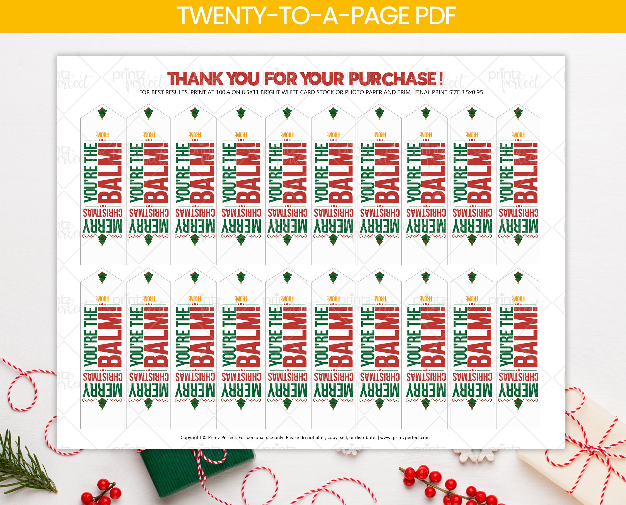 PRINTABLE You're the Balm Christmas Gift Tag | EOS Lip Balm | Gift ...