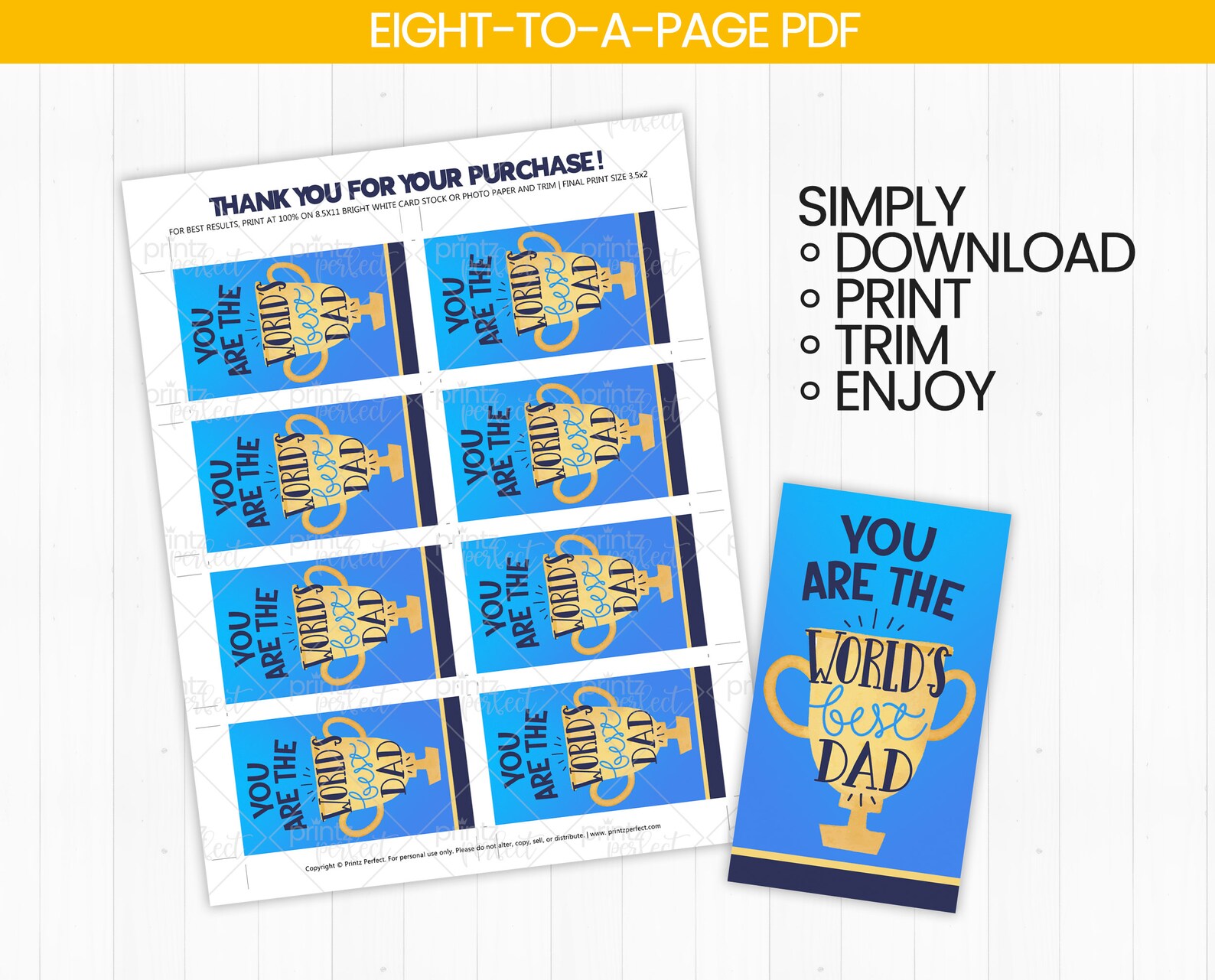 PRINTABLE Father's Day Gift Tag Card Gift Tag for Daddy World's Best ...