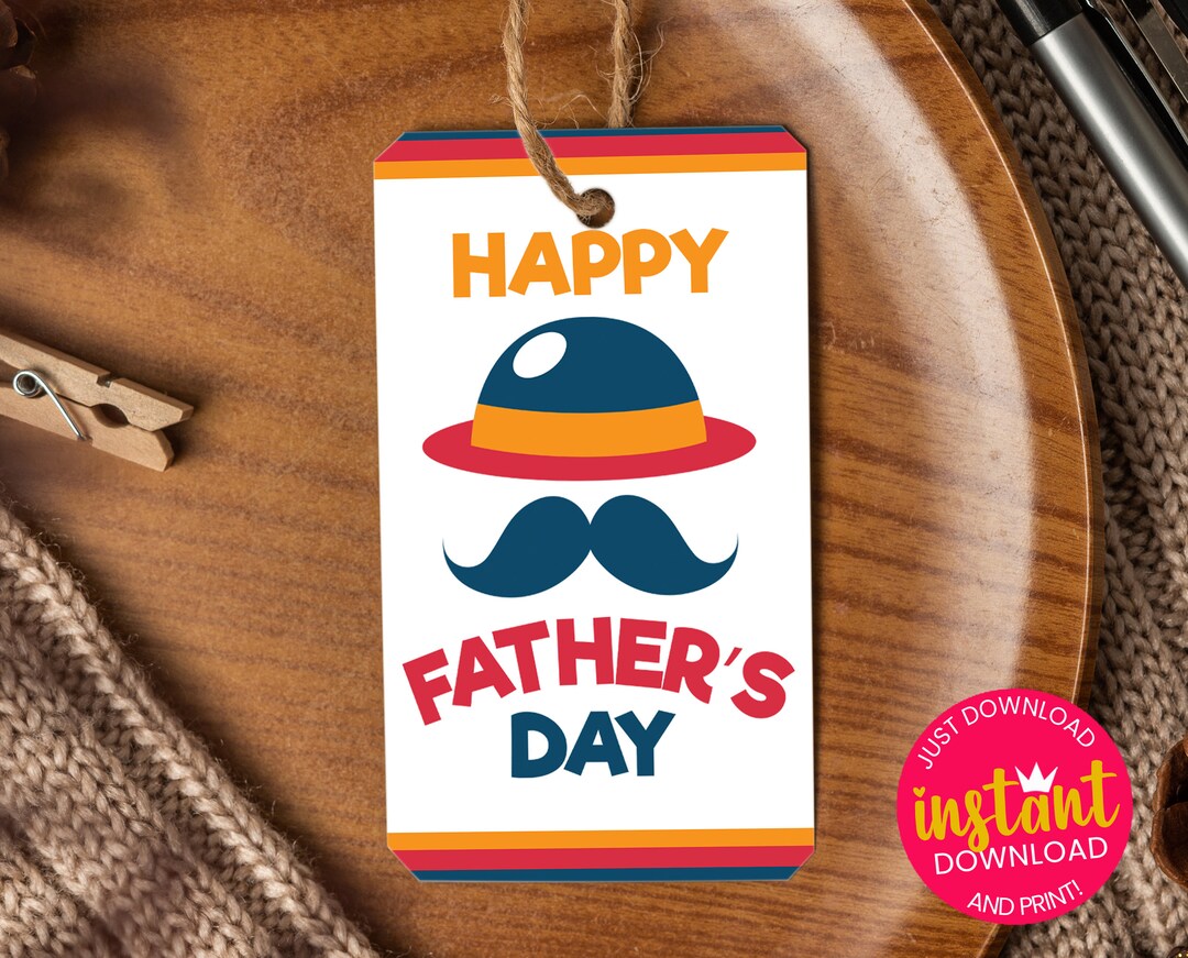 PRINTABLE Father's Day Gift Tag Card | Gift Tag for Daddy | Moustache ...