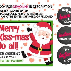 PRINTABLE Merry Kiss-mas to All Christmas Editable Gift Tag for HERSHEY ...