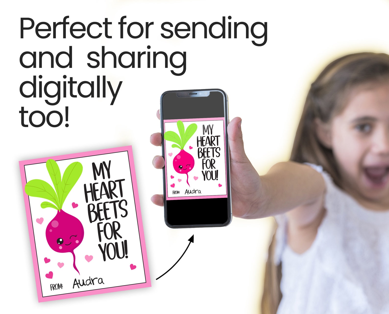 PRINTABLE Kid's Classroom Valentines Cards Set of 6 Cute Food Themed ...