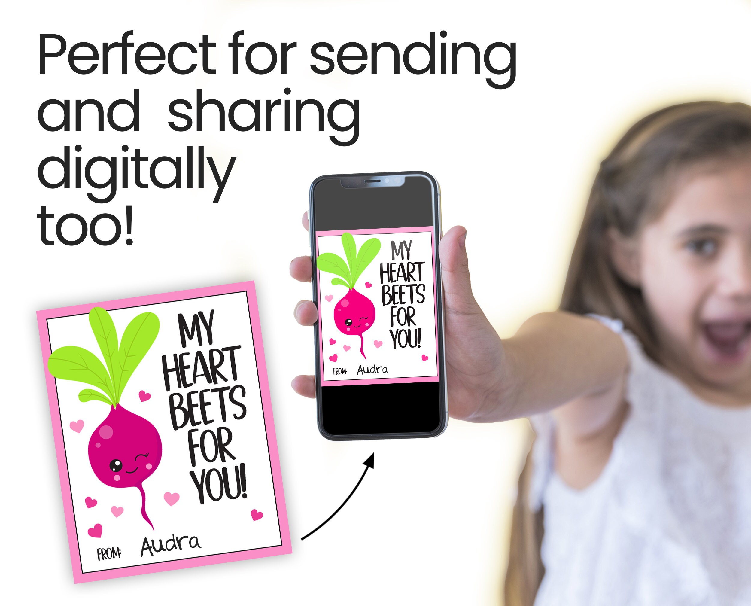 PRINTABLE Kid's Classroom Valentines Cards | Set of 6 | Cute Food ...